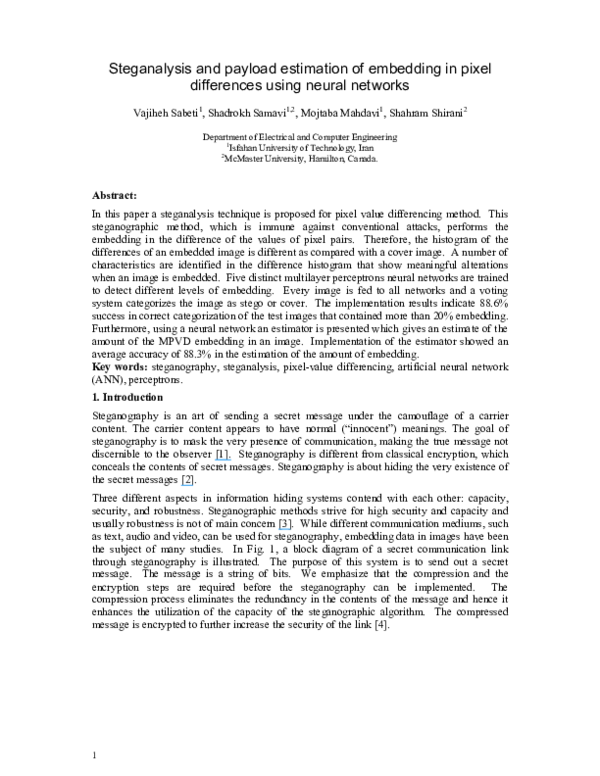Steganalysis And Payload Estimation Of Embedding In Pixel Differences Using Neural Networks