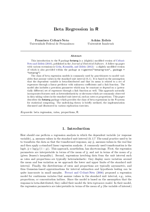 (PDF) Beta Regression in R