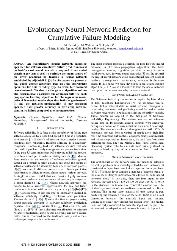 (PDF) Evolutionary neural network prediction for cumulative failure modeling