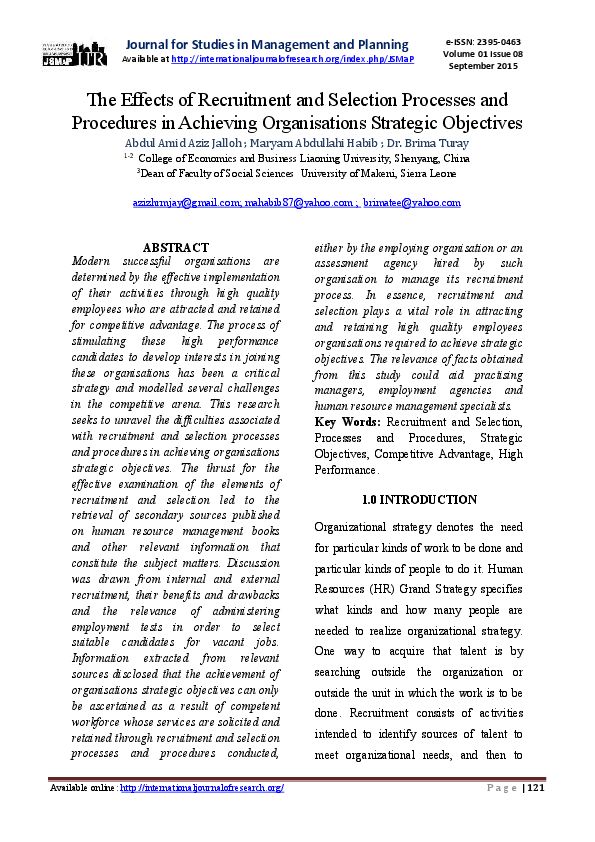 (PDF) A Study of the Recruitment and Selection process | Alexander ...