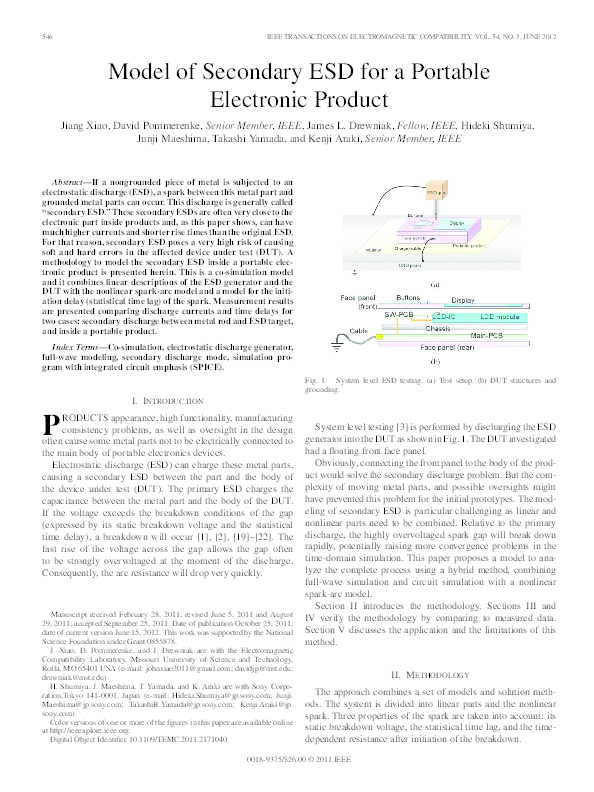 (PDF) Model of Secondary ESD for a Portable Electronic Product