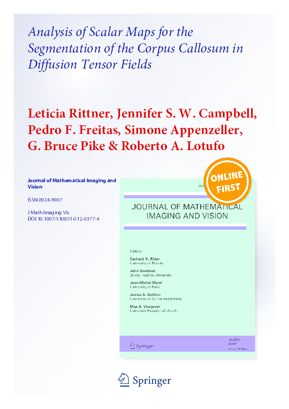 Pdf Analysis Of Scalar Maps For The Segmentation Of The Corpus Callosum In Diffusion Tensor Fields