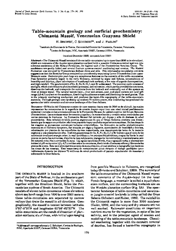 (PDF) Table-mountain geology and surficial geochemistry: Chimantá ...