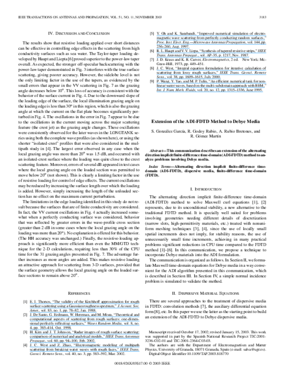 Pdf Extension Of The Adi Fdtd Method To Debye Media