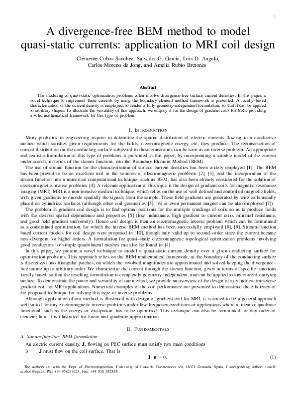 (PDF) A Divergence-Free BEM Method to Model Quasi-Static Currents ...
