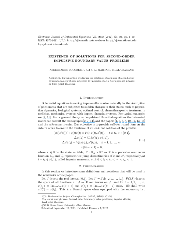 Pdf Existence Of Solutions For Second Order Impulsive Neutral Functional Integrodifferential