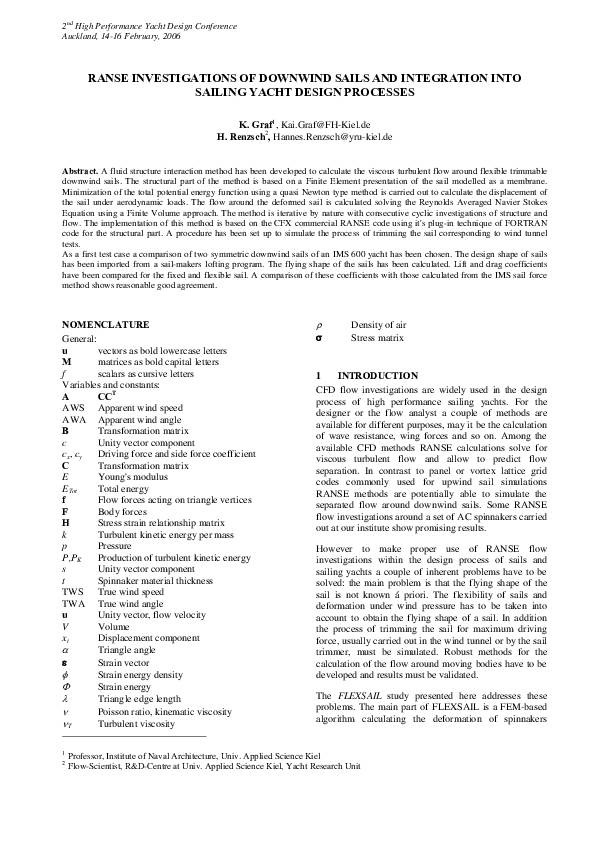 (PDF) RANSE investigations of downwind sails and integration into ...