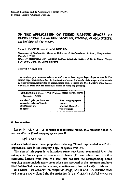 (PDF) On the application of fibred mapping spaces to exponential laws for bundles, ex-spaces and ...