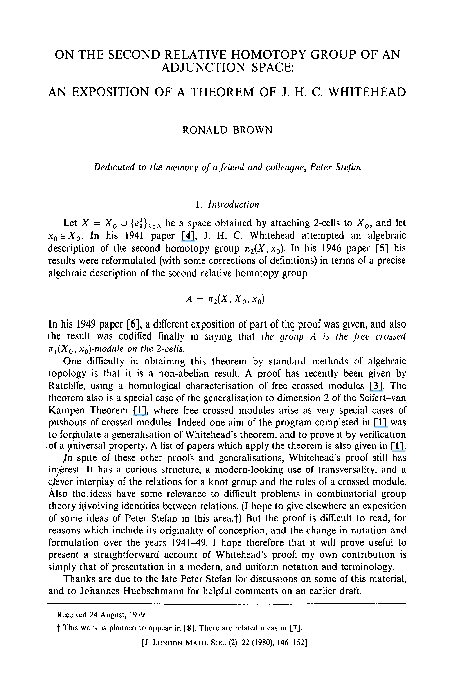 (PDF) On the Second Relative Homotopy Group of an Adjunction Space: An ...