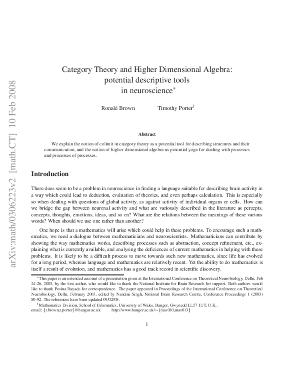 (PDF) Category Theory and Higher Dimensional Algebra: potential ...