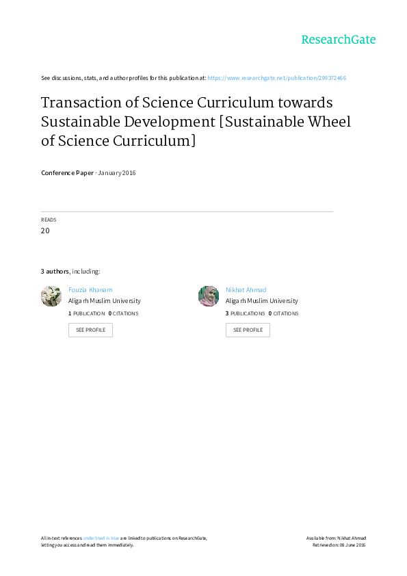 (PDF) Transaction of Science Curriculum towards Sustainable Development ...