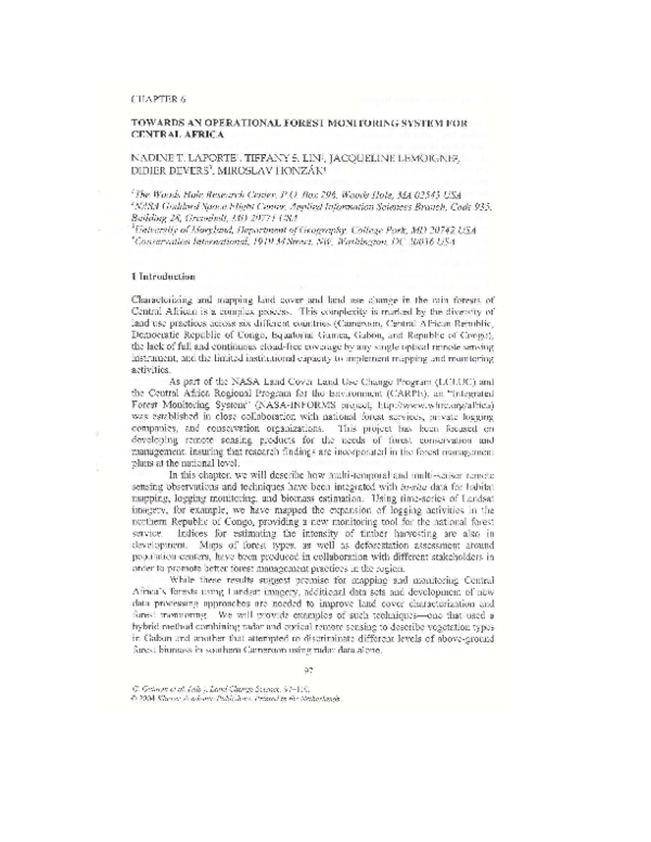(PDF) Towards An Operational Forest Monitoring System for Central Africa