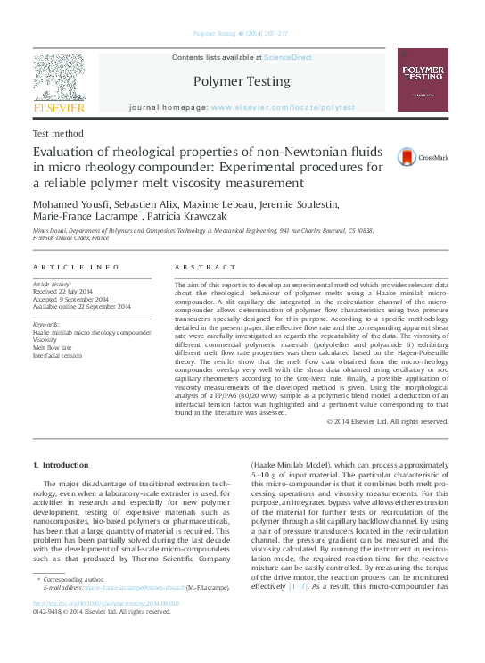 (PDF) Evaluation of rheological properties of non-Newtonian fluids in ...