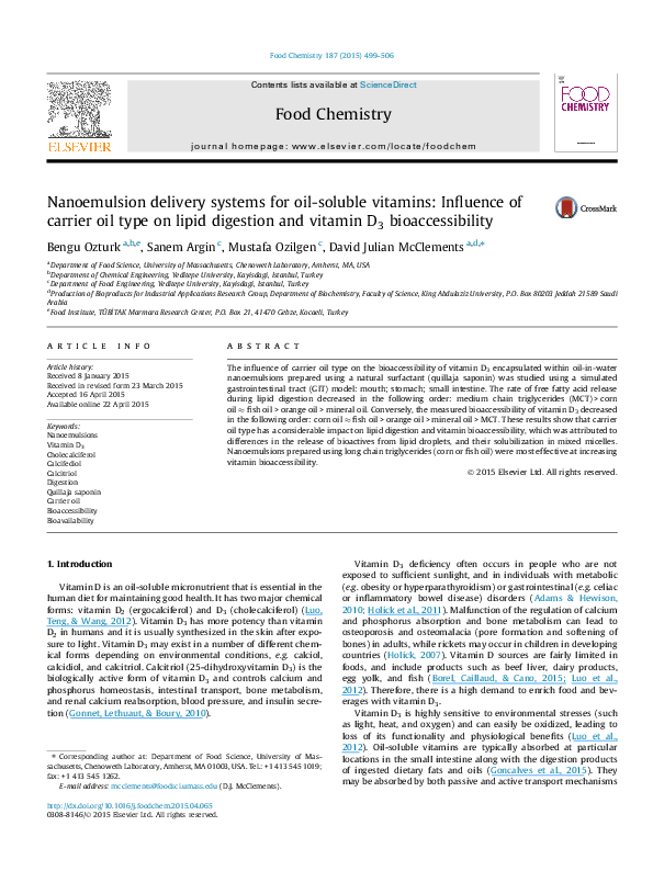 (PDF) Nanoemulsion Delivery Systems for Oil-Soluble Vitamins: Influence of Carrier Oil Type on ...