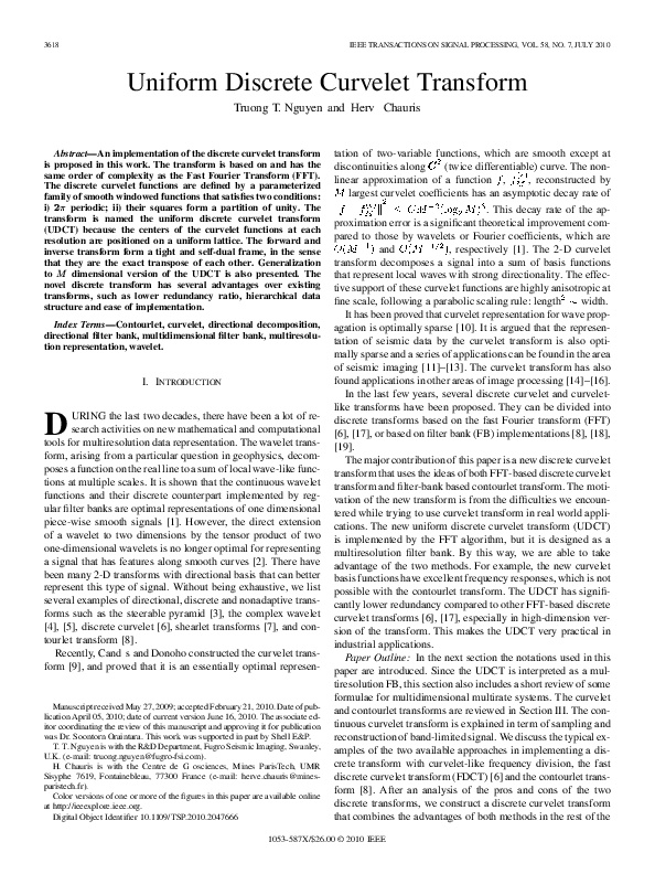 (PDF) Uniform discrete curvelet transform