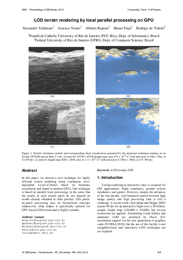 (PDF) LOD terrain rendering by local parallel processing on GPU