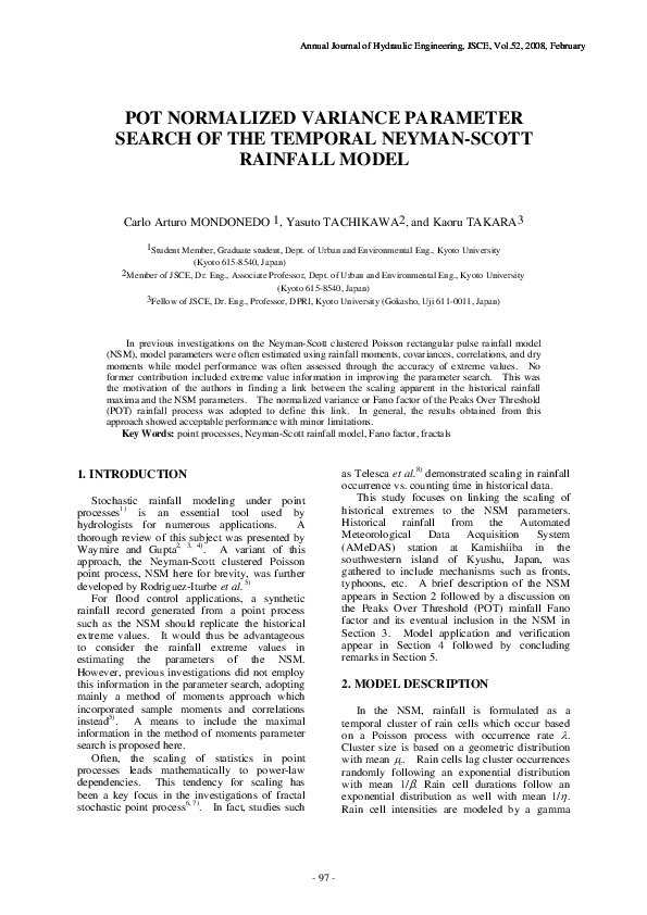 (PDF) POT NORMALIZED VARIANCE PARAMETER SEARCH OF THE TEMPORAL NEYMAN-SCOTT RAINFALL MODEL