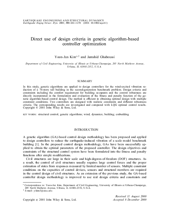 (PDF) Direct use of design criteria in genetic algorithm-based ...