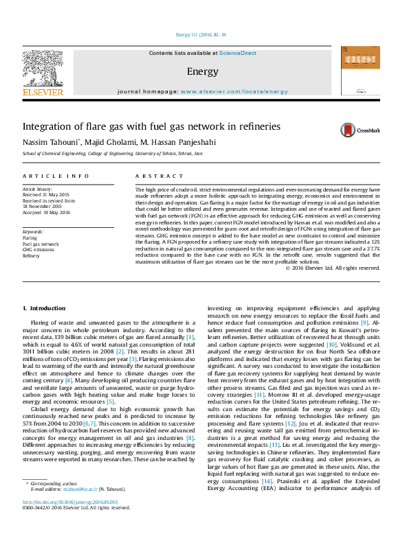 (PDF) Integration of flare gas with fuel gas network in refineries