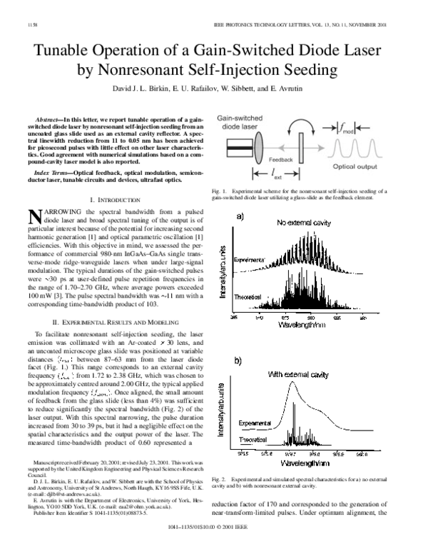 (PDF) Tunable operation of a gain-switched diode laser by nonresonant ...