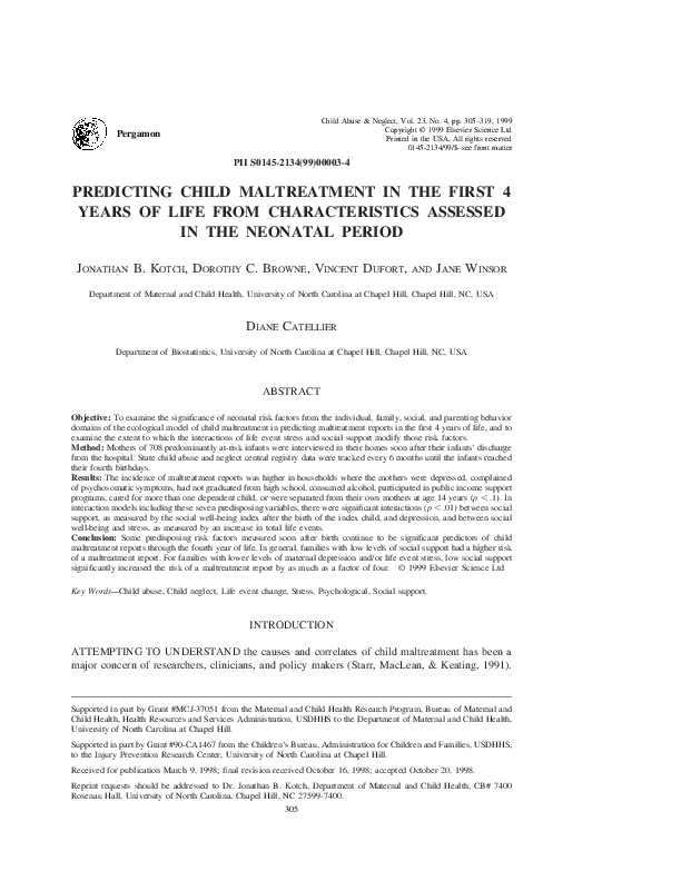 (PDF) Predicting child maltreatment in the first 4 years of life from ...