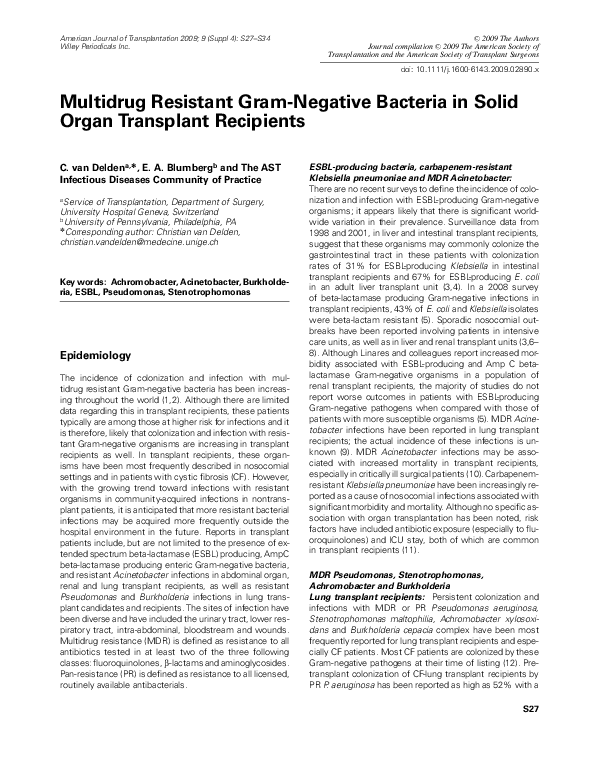 (PDF) Multidrug-resistant Gram-negative bacteria in postoperative infections