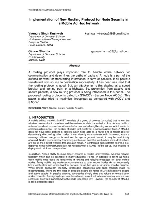 Pdf Implementation Of New Routing Protocol For Node Security In A