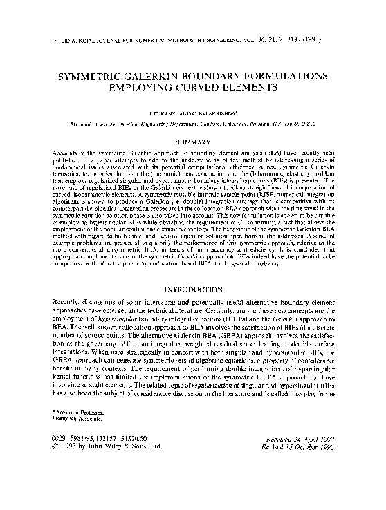 (PDF) Symmetric Galerkin boundary formulations employing curved elements