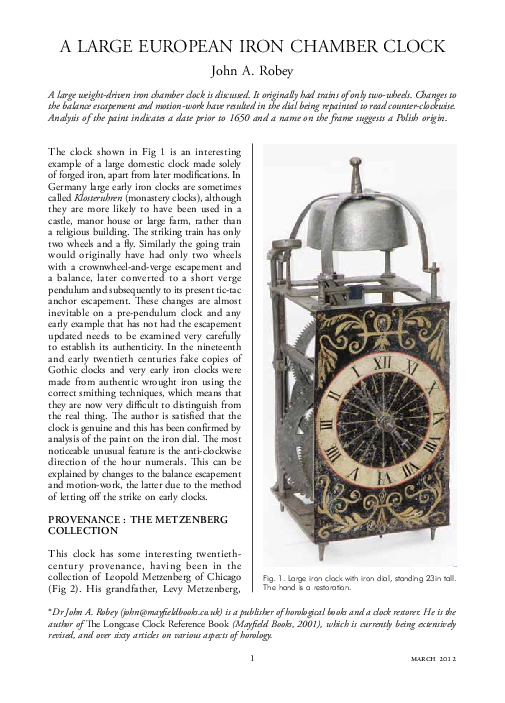 (PDF) A Large European Iron Chamber Clock
