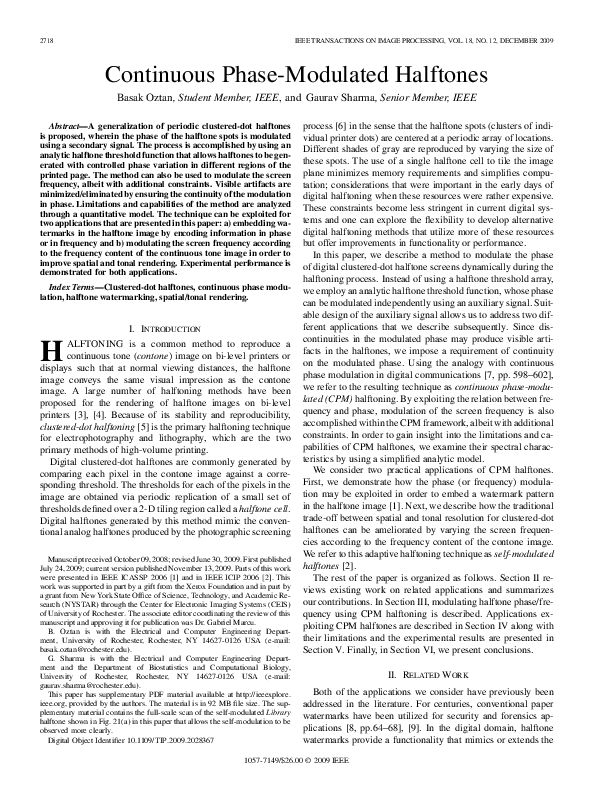 (PDF) Continuous phase-modulated halftones