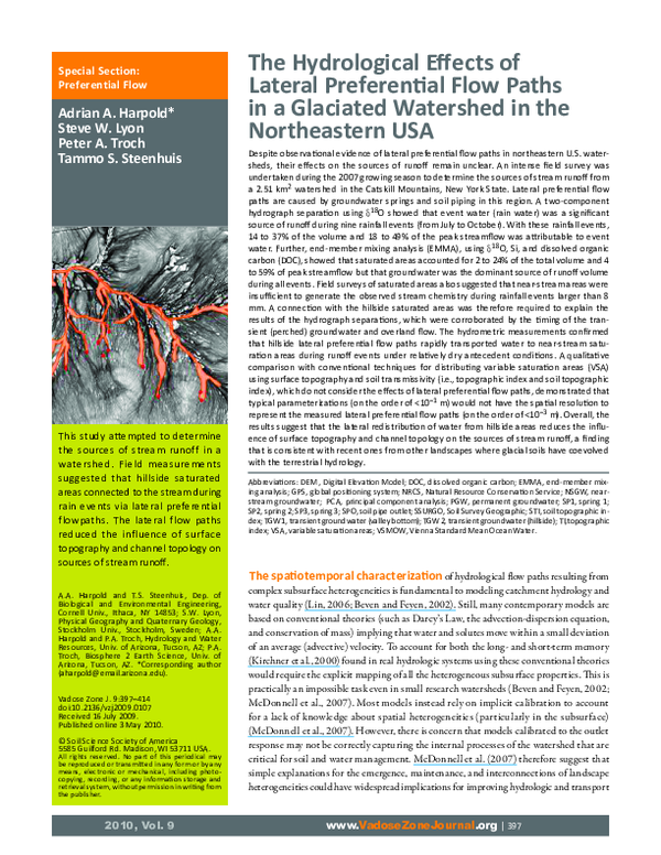 (PDF) The hydrological effects of lateral preferential flow paths in a ...