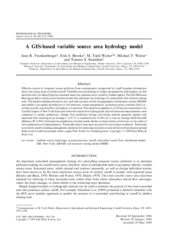(PDF) A GIS-based variable source area hydrology model