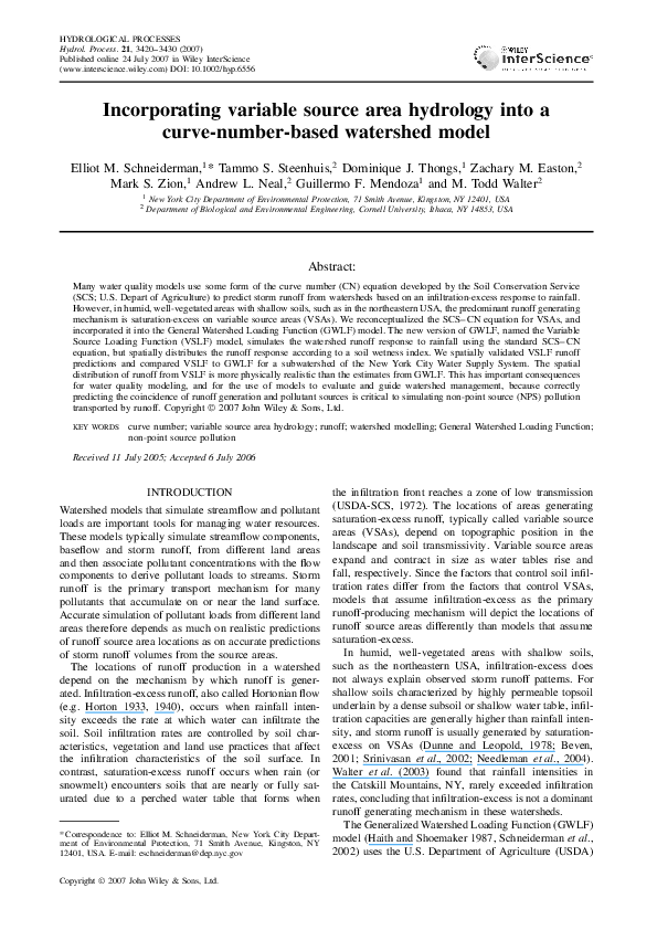 (PDF) Incorporating variable source area hydrology into a curve‐number‐based watershed model