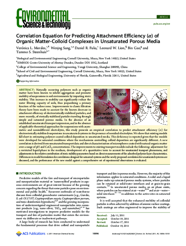 (PDF) Correlation Equation for Predicting Attachment Efficiency (α) of ...