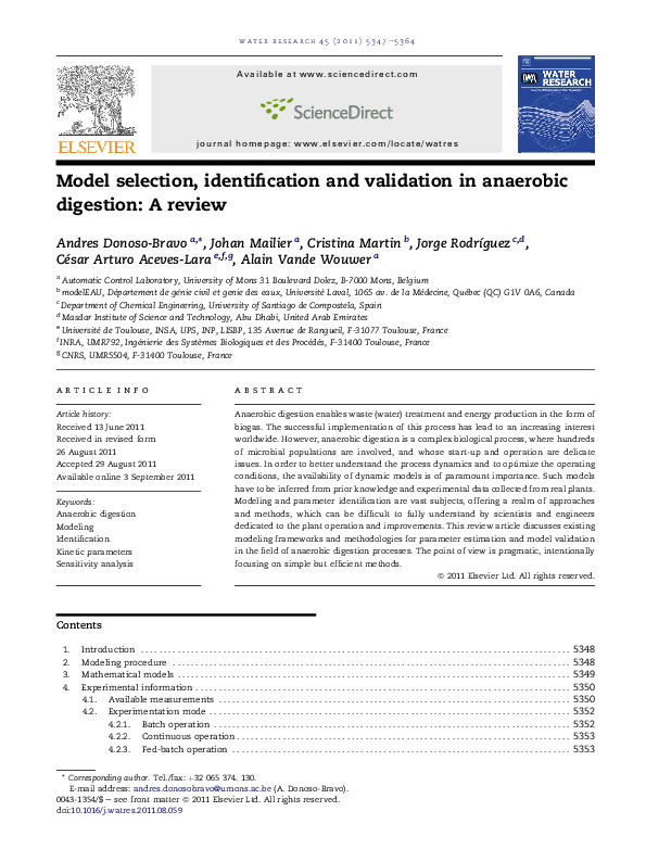 Pdf Model Selection Identification And Validation In Anaerobic