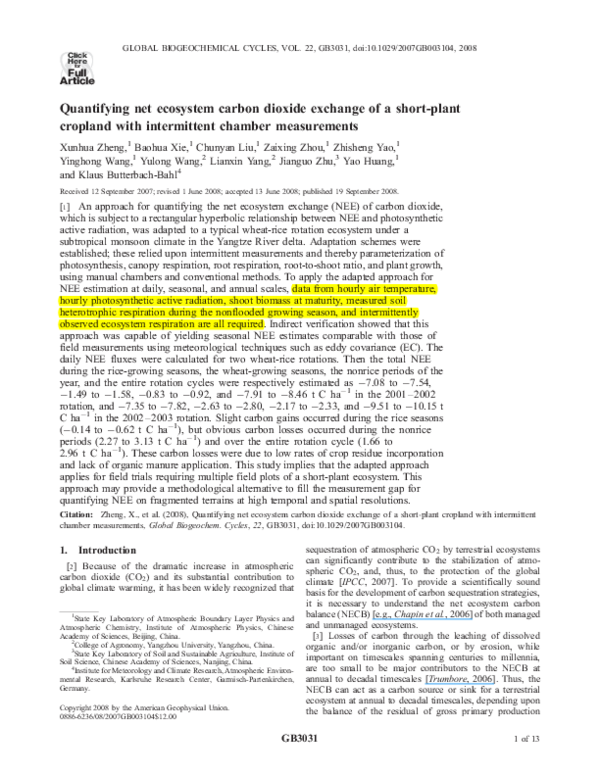 (PDF) Quantifying net ecosystem carbon dioxide exchange of a short ...