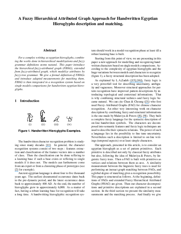 (PDF) A Fuzzy Hierarchical Attributed Graph Approach for Handwritten Egyptian Hieroglyphs ...