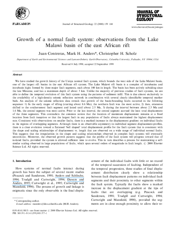(PDF) Growth of a normal fault system: observations from the Lake ...