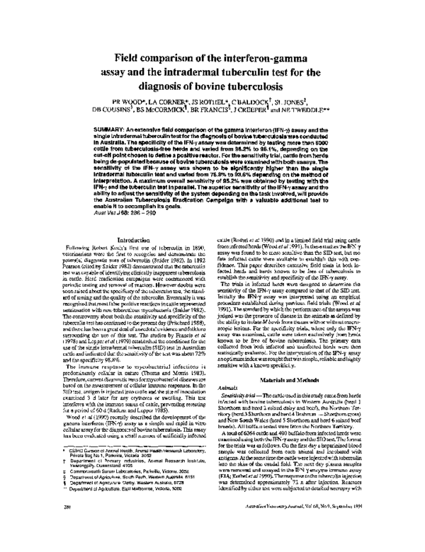 (PDF) Field comparison of the interferon-gamma assay and the ...
