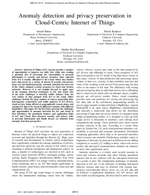 (PDF) Anomaly detection and privacy preservation in cloud-centric Internet of Things | Burak ...