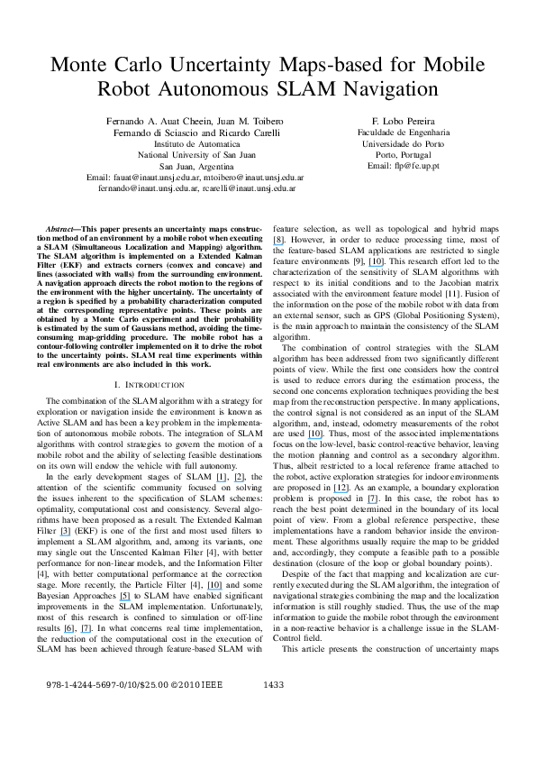 (PDF) Monte carlo uncertainty maps-based for mobile robot autonomous ...