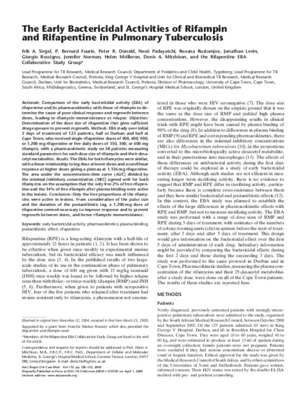 (PDF) The Early Bactericidal Activities of Rifampin and Rifapentine in ...