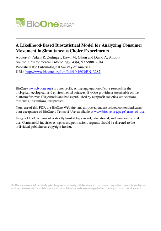 (PDF) A Likelihood-Based Biostatistical Model for Analyzing Consumer ...