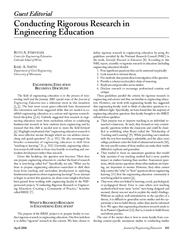 (PDF) Conducting Rigorous Research in Engineering Education
