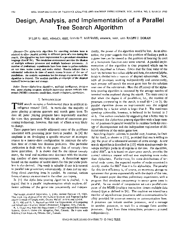 Pdf Design Analysis And Implementation Of A Parallel Tree Search Algorithm 