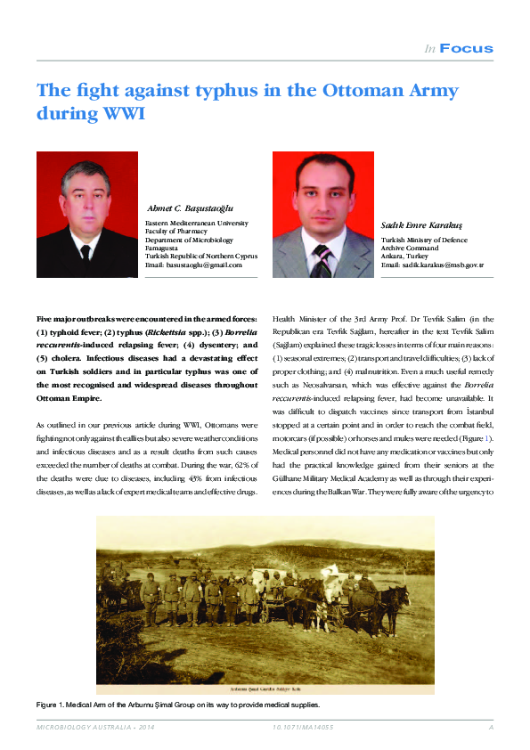 (PDF) The fight against typhus in the Ottoman Army during WWI