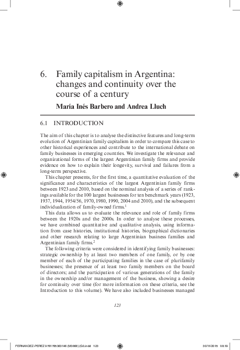 (PDF) Family capitalism in Argentina: changes and continuity over the ...