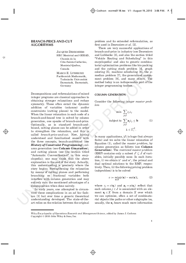 (PDF) Branch-Price-and-Cut Algorithms