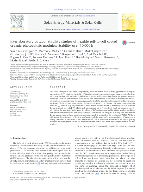 (PDF) Interlaboratory outdoor stability studies of flexible roll-to ...