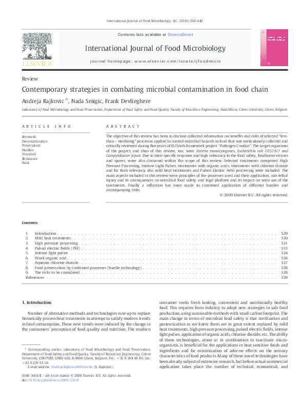 (PDF) Contemporary strategies in combating microbial contamination in ...